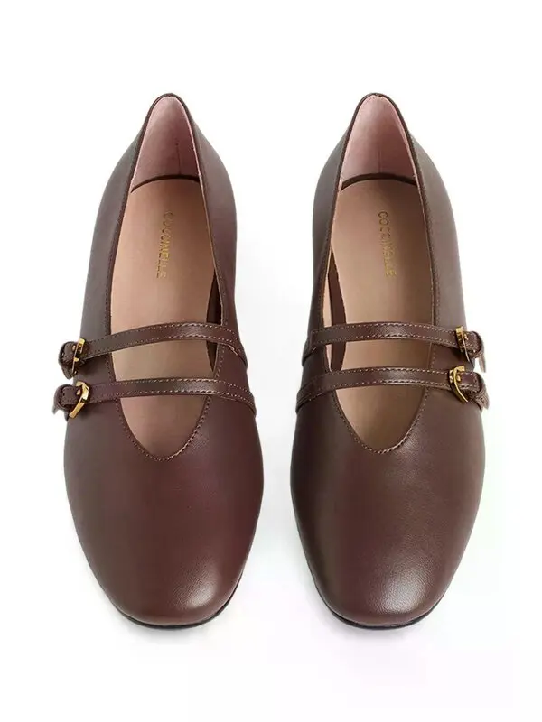 COCCINELLE Risako Double-strap Leather Ballet Flats