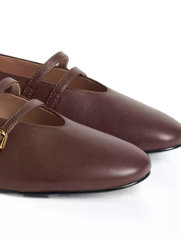 COCCINELLE Risako Double-strap Leather Ballet Flats