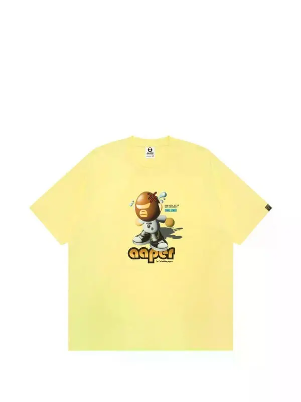 AAPE BY *A BATHING APE Moonface Graphic-print T-shirt - Yellow
