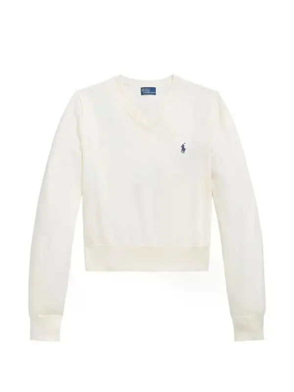 Polo Ralph Lauren Cotton-blend Shrunken V-neck Jumper - Neutrals
