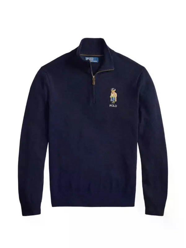 Polo Ralph Lauren Polo Bear Wool Quarter-zip Sweater - Blue
