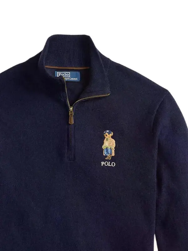 Polo Ralph Lauren Polo Bear Wool Quarter-zip Sweater - Blue