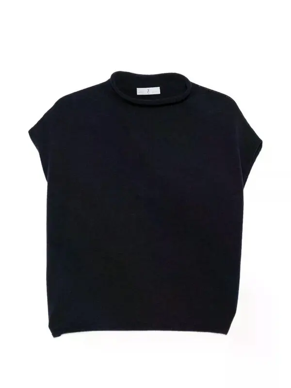 WHYCI MILANO High-neck Cap-sleeve Knit T-shirt