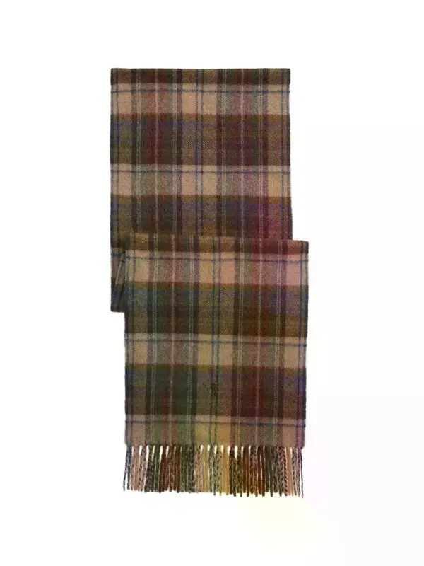 Polo Ralph Lauren Plaid Embroidered-pony Scarf - Neutrals