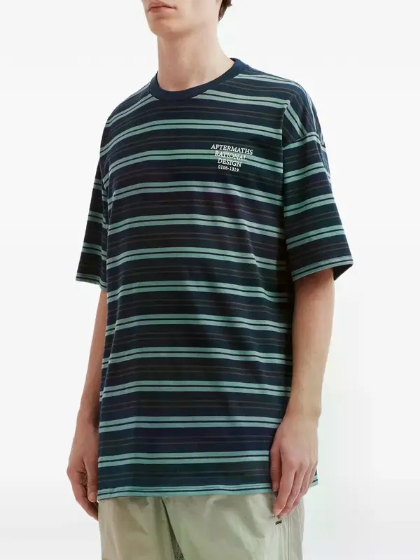 AFTERMATHS Striped Logo-print T-shirt