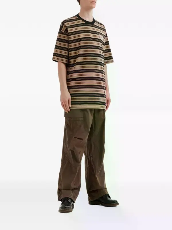 AFTERMATHS Striped Logo-print T-shirt