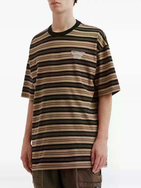 AFTERMATHS Striped Logo-print T-shirt