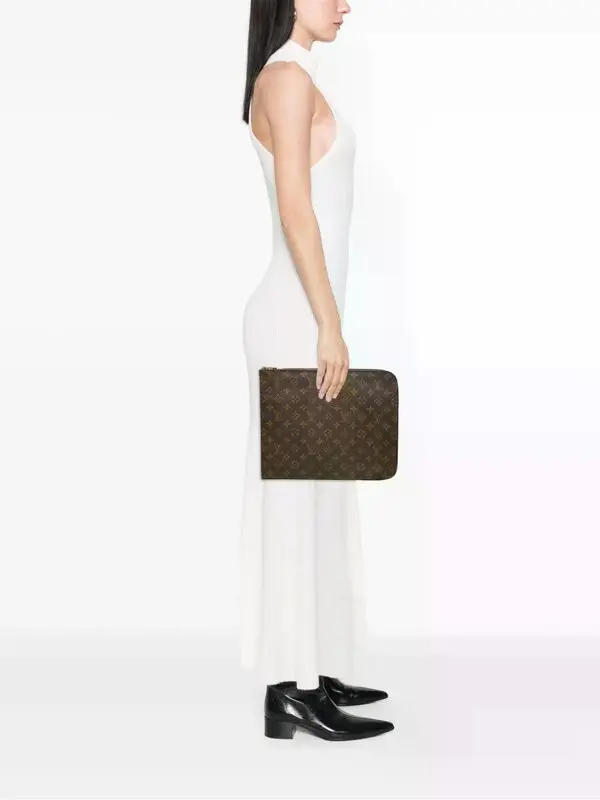 LOUIS VUITTON 1988 Monogram Poche Documents Portfolio 30 Clutch Bag - Brown