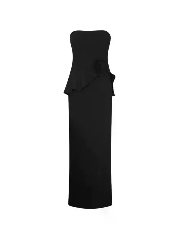 ROTATE BY BIRGER CHRISTENSEN Long Flower Strapless Maxi Dress - Black