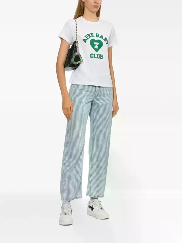 AAPE BY *A BATHING APE Heart Logo Print Crew Neck T-shirt - White