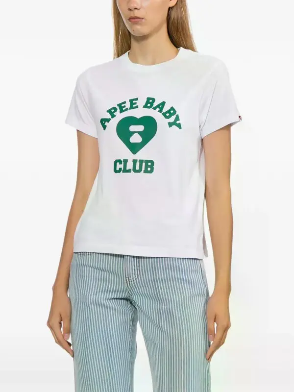 AAPE BY *A BATHING APE Heart Logo Print Crew Neck T-shirt - White