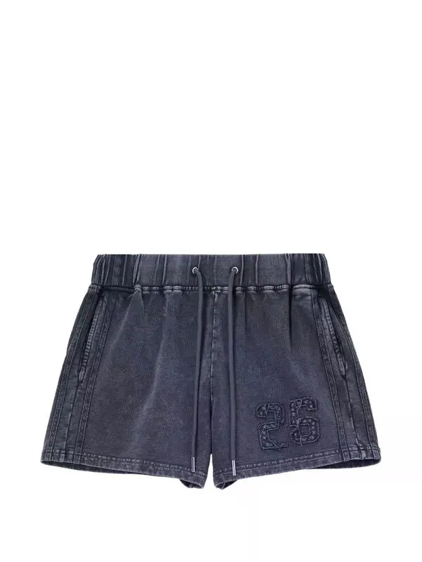 MINI CREAM Acid-wash Patch-detail Shorts