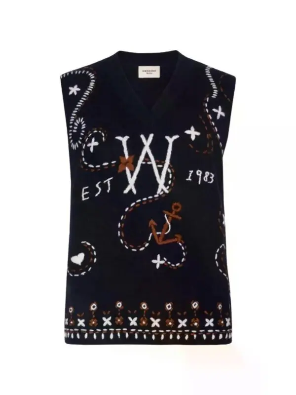 Max Mara Intarsia-knit Sleeveless Virgin-wool Sweater