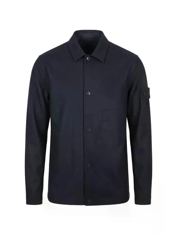 Stone Island Logo-patch Button-up Shirt - Blue
