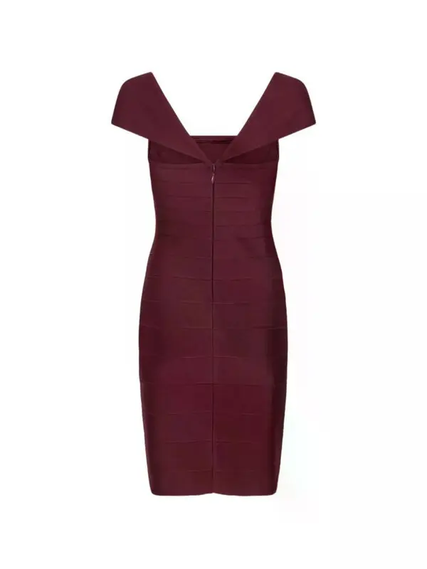 ROTATE BY BIRGER CHRISTENSEN Midi Fitted Knit Dress Dark