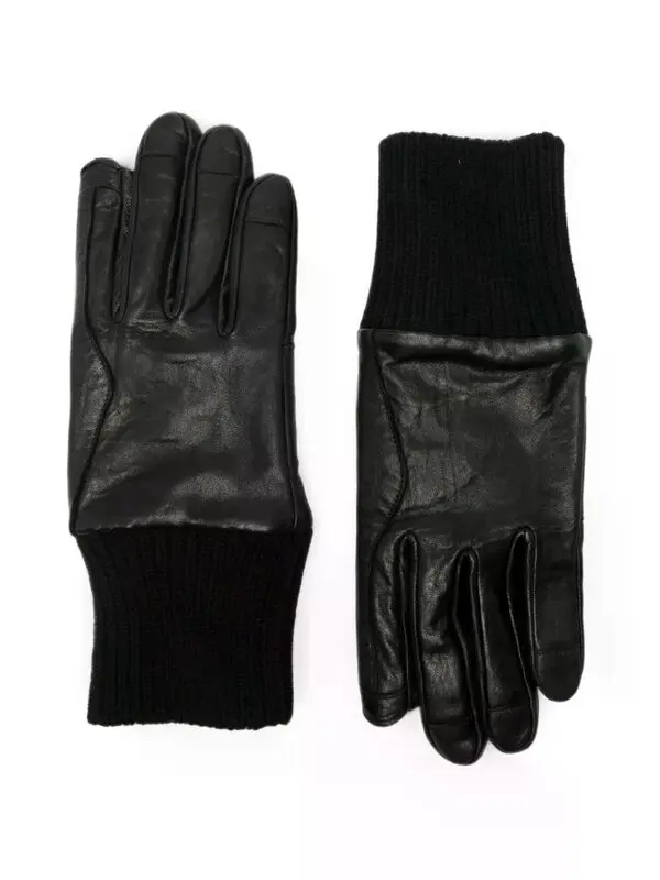 Rick Owens Ribbed-cuff Leather Gloves - Black
