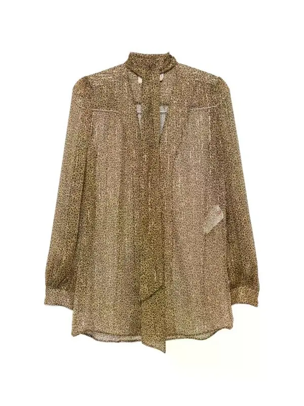 Valentino Garavani Leopard-print Pussy-bow Blouse - Brown
