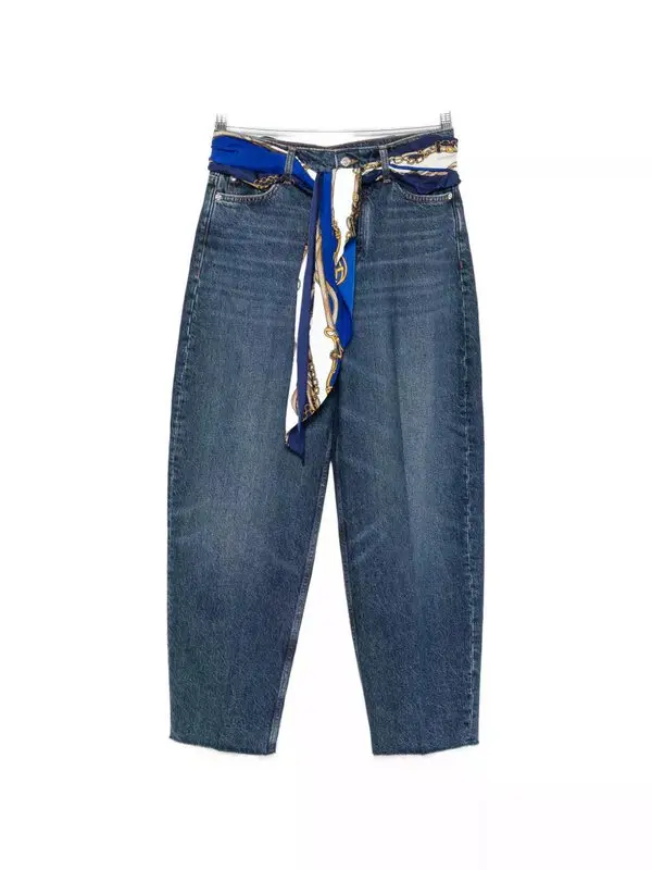 Maje Scarf-belt Raw-cut Jeans - Blue