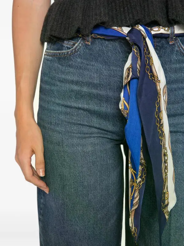 Maje Scarf-belt Raw-cut Jeans