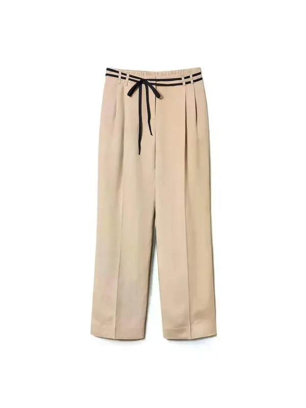 TWINSET Belted Pleated Trousers - Neutrals