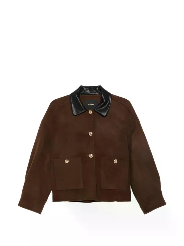 Maje Button-up Shirt-collar Coat - Brown