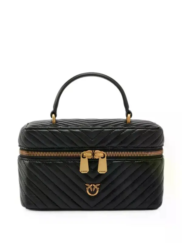 Pinko Small Beauty Case With Shoulder Strap Chevron Nappa