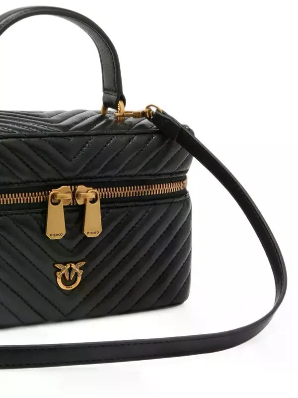 Pinko Small Beauty Case With Shoulder Strap Chevron Nappa