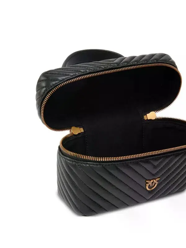 Pinko Small Beauty Case With Shoulder Strap Chevron Nappa