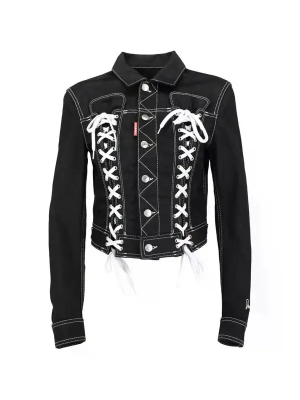 Dsquared2 Lace-up Denim Jacket - Black