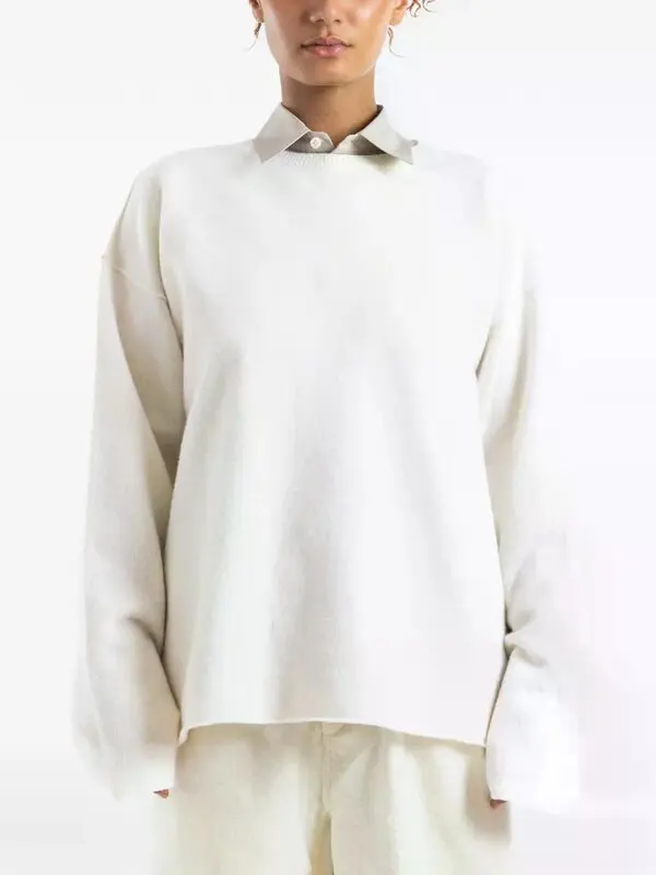 Sofie D'hoore Crew-neck Drop-shoulder Wool Sweater - White