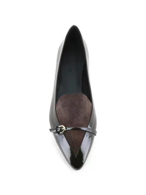 DEL CARLO Pointed-toe Buckled Ballet Flats