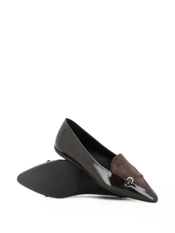 DEL CARLO Pointed-toe Buckled Ballet Flats