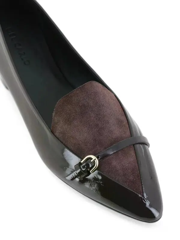 DEL CARLO Pointed-toe Buckled Ballet Flats
