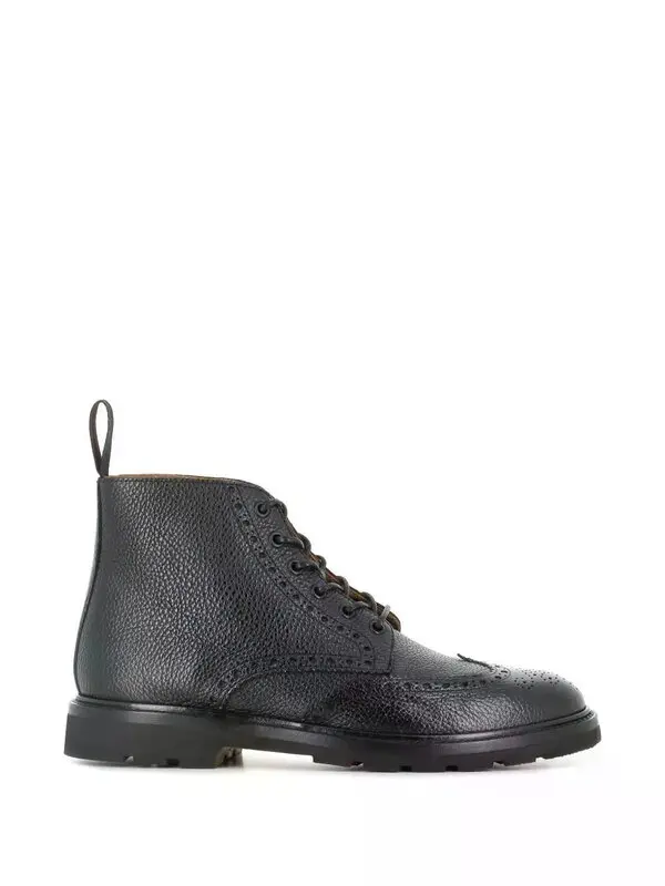 HENDERSON BARACCO Brogue-detail Pebbled Leather Boots