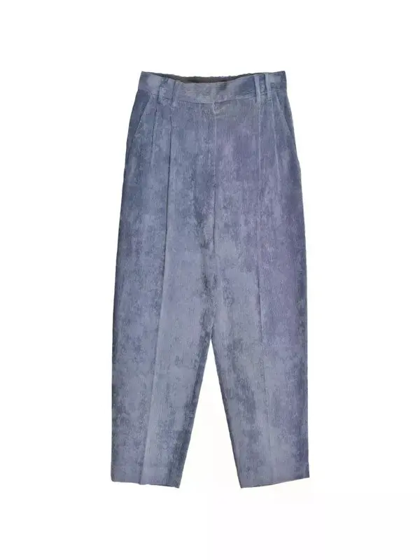 Brunello Cucinelli Pleated Corduroy Cropped Trousers - Blue