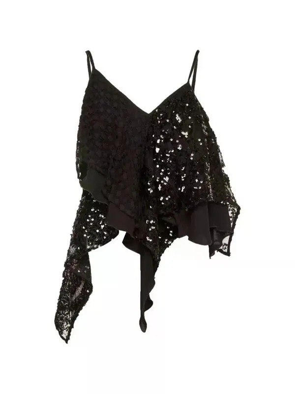 Attico Thelma Sequin-embellished Asymmetric Top