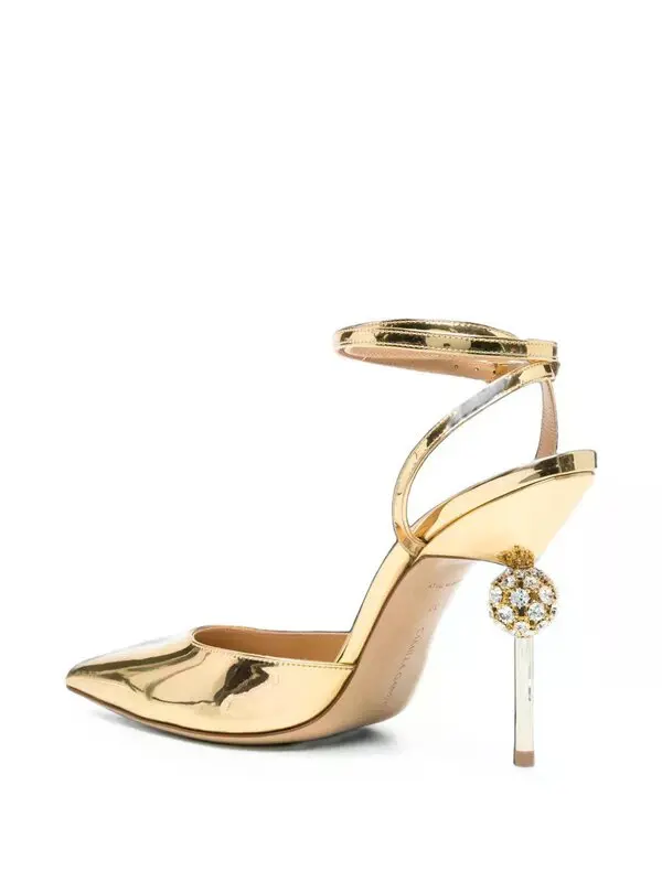 CAMILLA GABRIELI Vittoria Crystal-embellished Metallic Leather Pumps