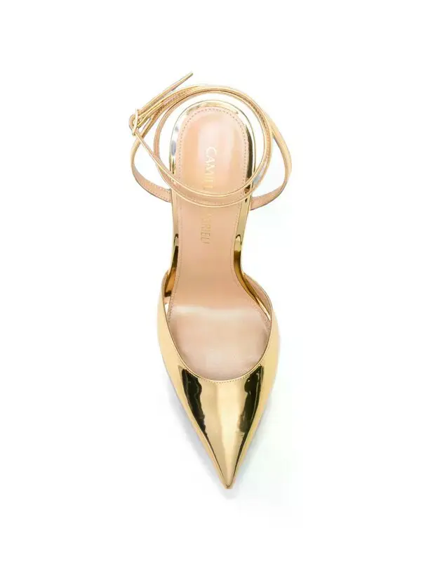 CAMILLA GABRIELI Vittoria Crystal-embellished Metallic Leather Pumps