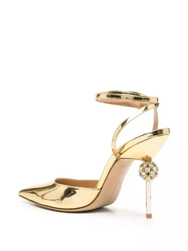 CAMILLA GABRIELI Vittoria Crystal-embellished Metallic Leather Pumps