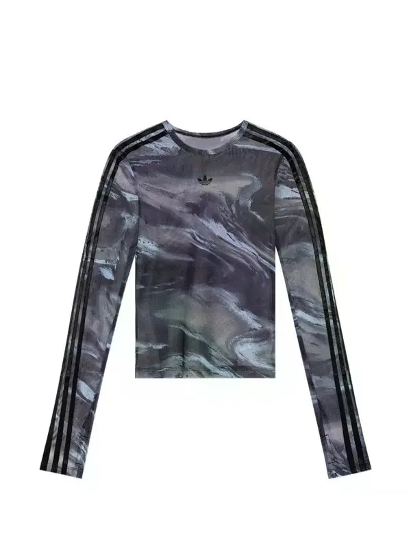 Adidas Abstract-print Long-sleeve T-shirt - Grey