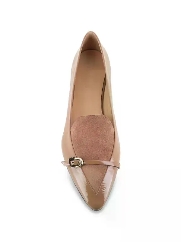 DEL CARLO Buckle-detail Pointed-toe Ballet Flats
