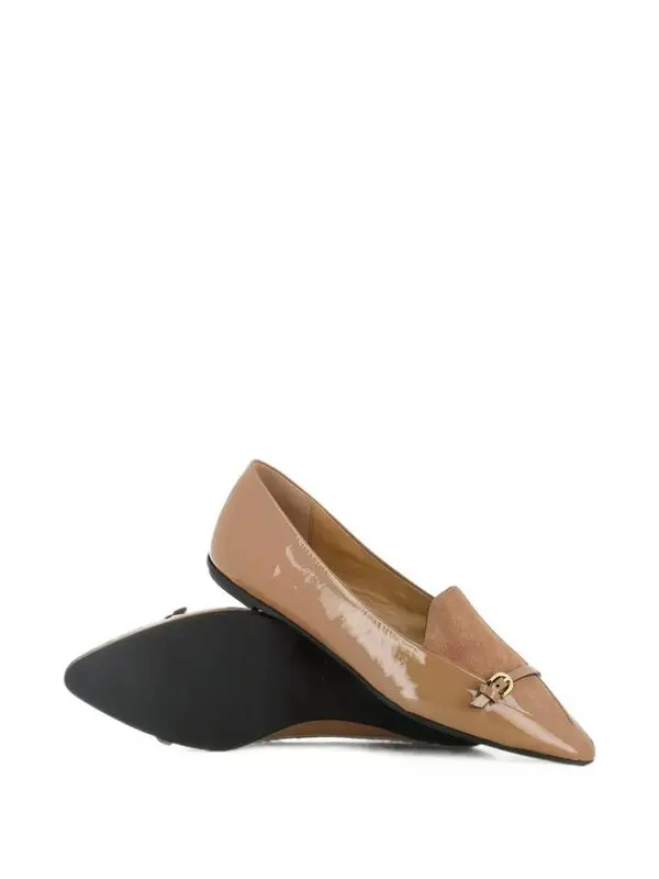 DEL CARLO Buckle-detail Pointed-toe Ballet Flats