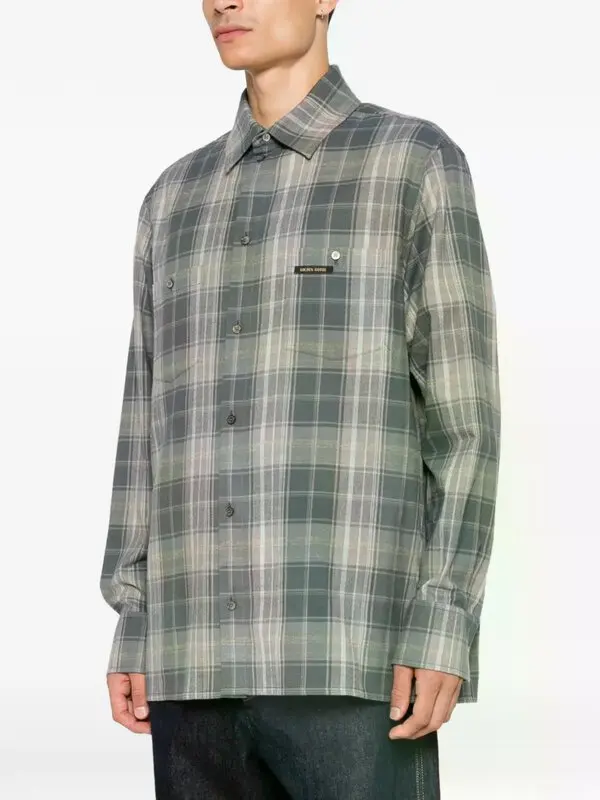 GOLDEN GOOSE Check-pattern Logo-patch Shirt - Grey