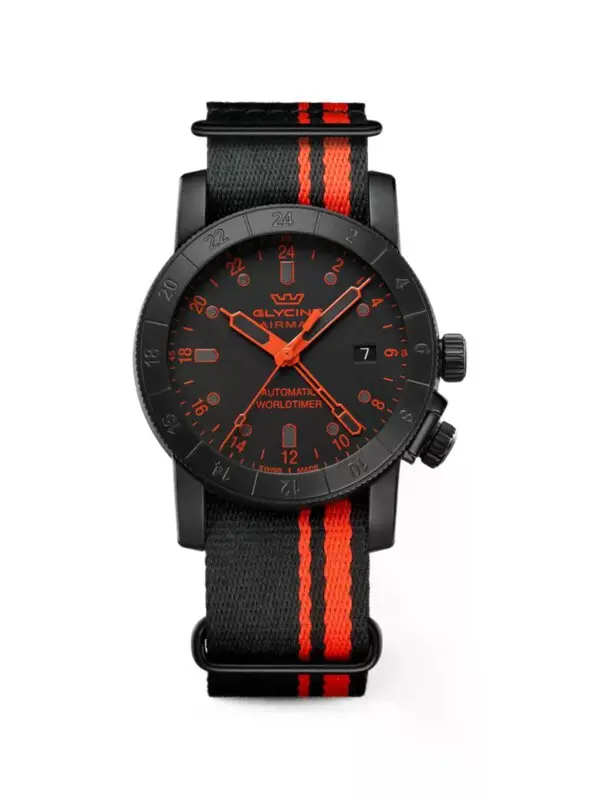 GLYCINE Airman Contemporary Gmt 42mm Watch - Black