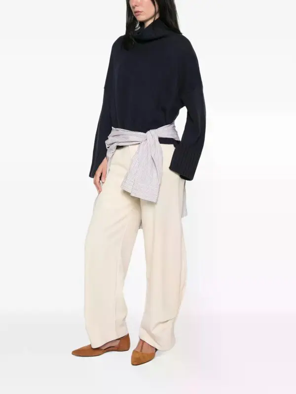 Soft Goat Roll-neck Ribbed-trim Sweater