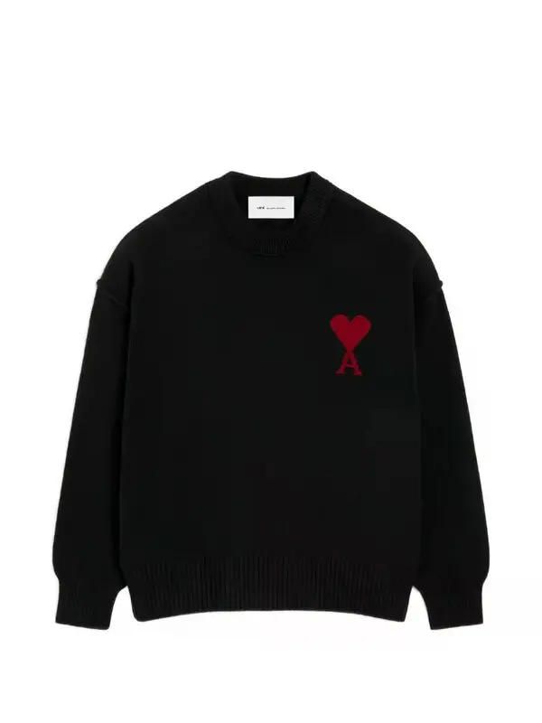 AMI Paris Crew Neck Wool Sweater With De Coeur