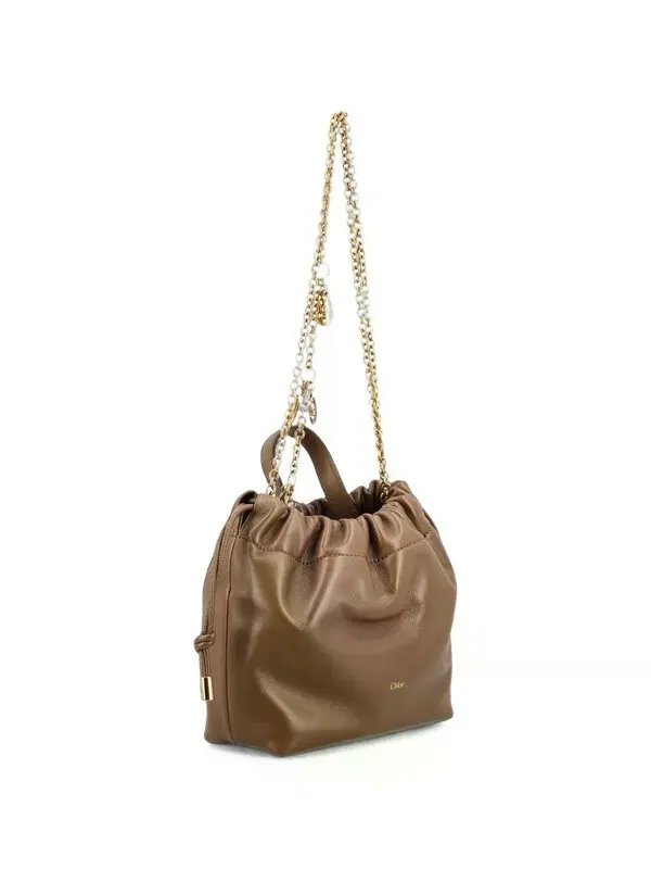 Chloé Mini Icons Shoulder Bag With Chain In Soft Leather - Brown