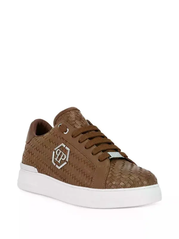 Philipp Plein Weaved Leather Sneakers Hexagon