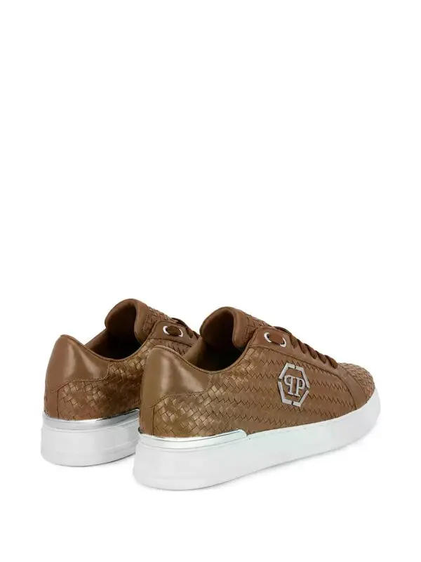 Philipp Plein Weaved Leather Sneakers Hexagon