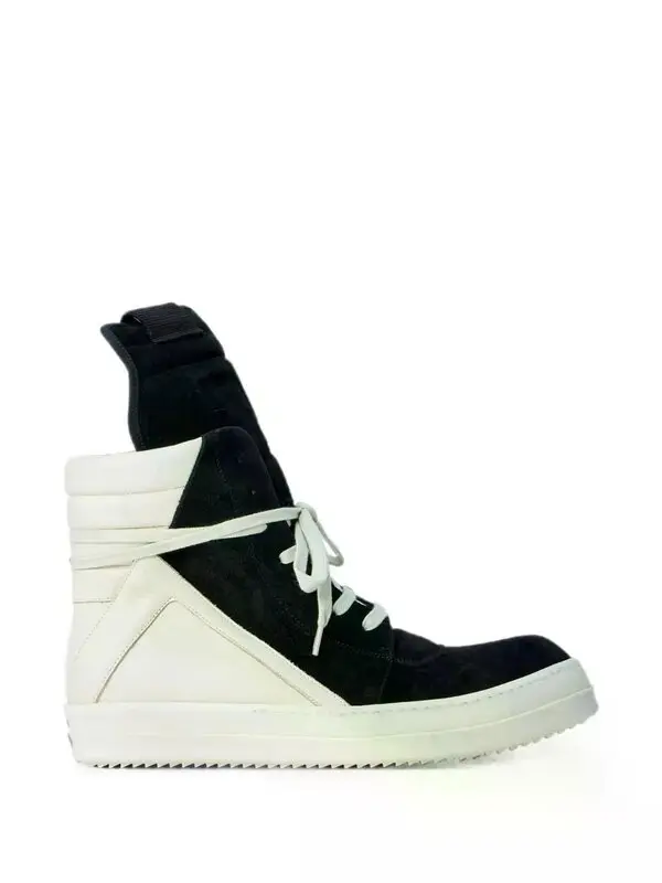 Rick Owens Geobasket Panelled Suede Boots - Black
